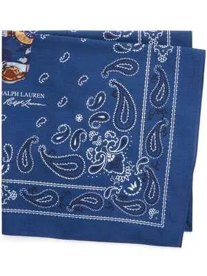 Ralph Lauren Polo Bear-Print Cotton Bandana In Blue - 20% Off