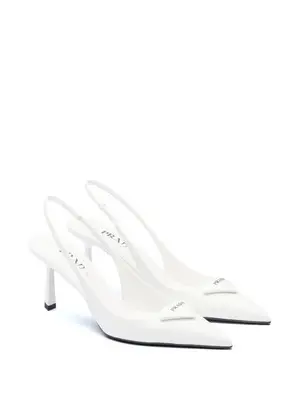 Prada 75mm Leather Slingback Pumps - White
