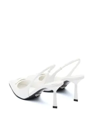 Prada 75mm Leather Slingback Pumps - White