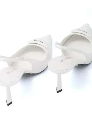 Prada 75mm Leather Slingback Pumps - White