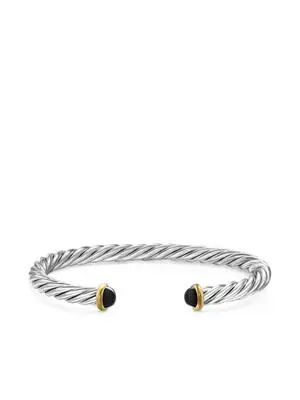 David Yurman 14kt Yellow Gold And Sterling Cable Cuff Bracelet - Silver