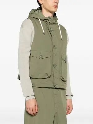 Emporio Armani Hooded Ripstop Gilet - Green