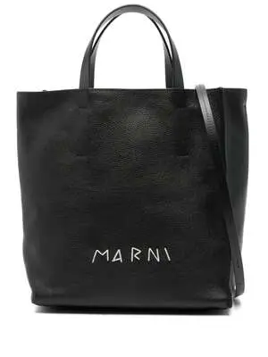 Marni Logo-embroidered Tote Bag - Black