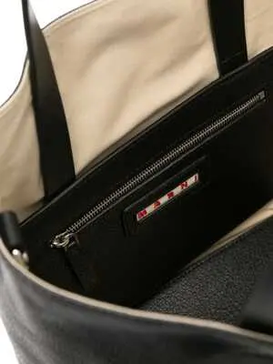 Marni Logo-embroidered Tote Bag - Black