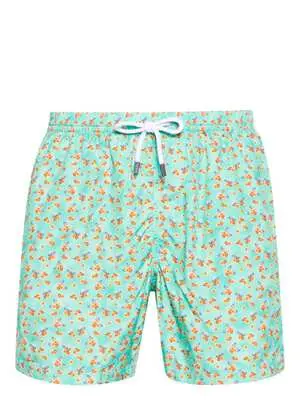 BARBA NAPOLI Floral-print Swim Shorts - Green