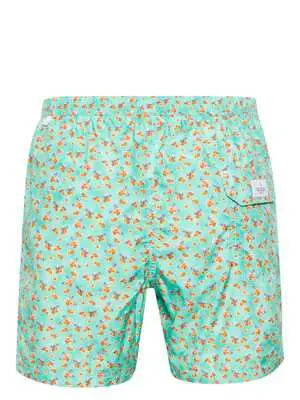BARBA NAPOLI Floral-print Swim Shorts - Green
