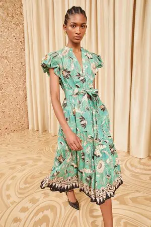 Ulla Johnson Ottilie Printed Poplin Midi Dress