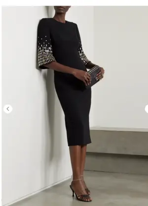 Jenny Packham Highball Queen Crystal-embellished Crepe Midi Dress