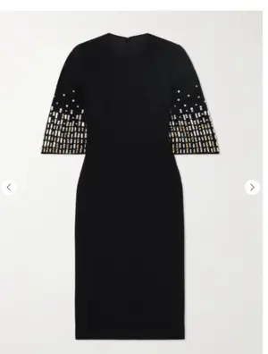 Jenny Packham Highball Queen Crystal-embellished Crepe Midi Dress