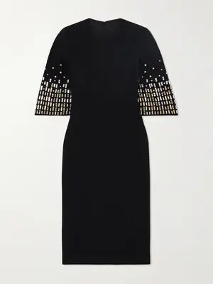 Jenny Packham Highball Queen Crystal-embellished Crepe Midi Dress