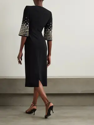 Jenny Packham Highball Queen Crystal-embellished Crepe Midi Dress