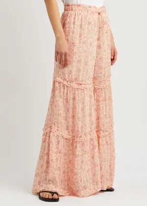 Free People Emmaline Printed Chiffon Trousers