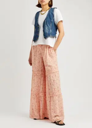 Free People Emmaline Printed Chiffon Trousers