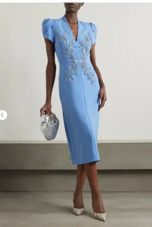 Jenny Packham Firefly Crystal-embellished Crepe Gown - Blue