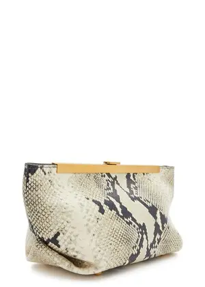 Khaite Aimee Python-effect Leather Clutch