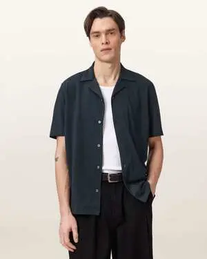 ALLSAINTS Hudson Relaxed Fit Ramskull Shirt - Blue