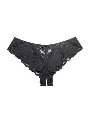 Fleur Du Mal Charlotte Crotchless Panty - Black