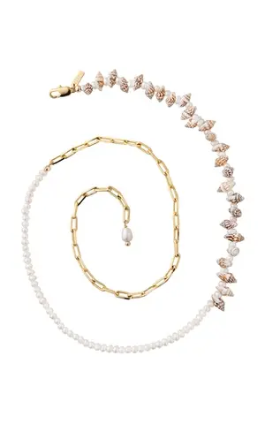 Éliou Lola Handmade 14k Gold-plated Pearl, Shell Anklet
