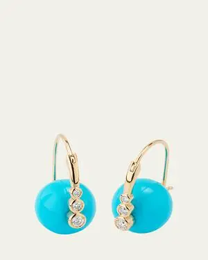 SYDNEY EVAN Graduated Bezel Bead Earrings On Turquoise - One-color