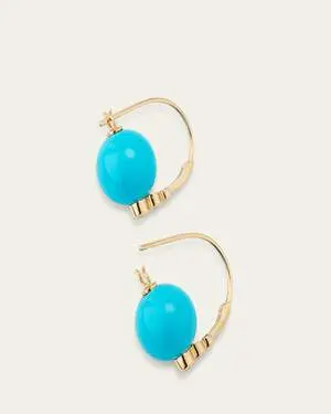 SYDNEY EVAN Graduated Bezel Bead Earrings On Turquoise - One-color