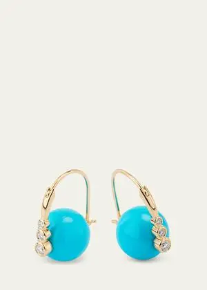 SYDNEY EVAN Graduated Bezel Bead Earrings On Turquoise - One-color