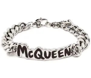 Alexander McQueen Logo Plaque Bracelet - Silver
