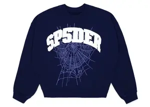SP5DER Varsity Web Crewneck Sweatshirt Navy