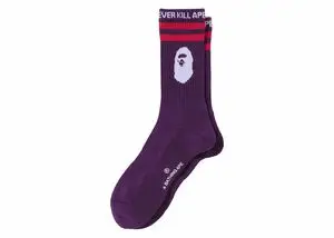 A BATHING APE BAPE Ape Head Line Socks Purple