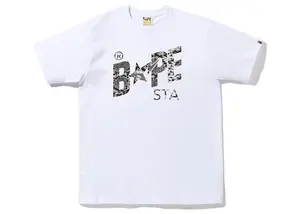 A BATHING APE Snake Sta Logo Tee Shirt - White Grey