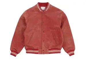 Supreme Leather Varsity Jacket - Red