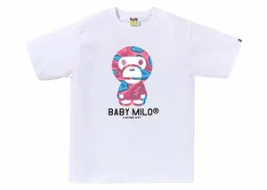 A BATHING APE Liquid Camo Baby Milo Tee Shirt - White/pink