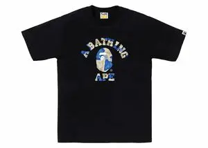 A BATHING APE Liquid Camo College Tee Shirt - Black/blue
