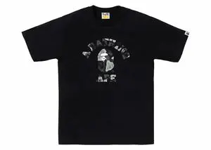 A BATHING APE Liquid Camo College Tee Shirt - Black