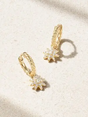 David Yurman Petite Starburst Diamond Hoop Earrings - Gold