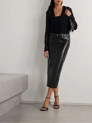 Givenchy Leather Midi Skirt