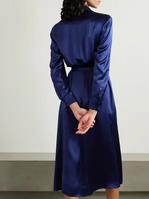 Ralph Lauren Aniyah Belted Silk-satin Midi Wrap Dress - Blue