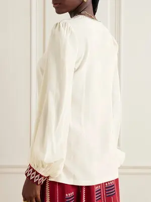 EMPORIO SIRENUSE Vera Samarcanda Embroidered Silk-chiffon Shirt