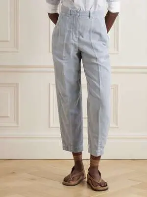 Brunello Cucinelli Cotton And Linen-blend Twill Tapered Pants