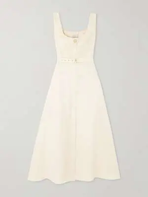 Le Kasha Subu Belted Linen Midi Dress