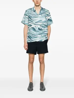 Vilebrequin Wave Print Linen Shirt