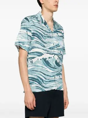 Vilebrequin Wave Print Linen Shirt