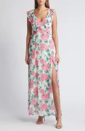 Lulus Sensational Spring Floral Maxi Dress