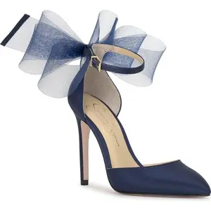 Jessica Simpson Pointed Toe Pumps With Bow Detailing - Navy Baby
