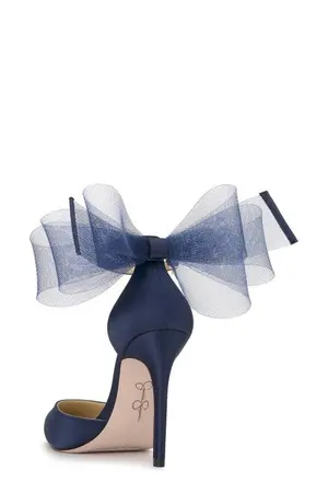 Jessica Simpson Pointed Toe Pumps With Bow Detailing - Navy Baby