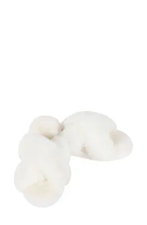 MEMOI Beverly Faux Fur Memory Foam Slipper - Ivory