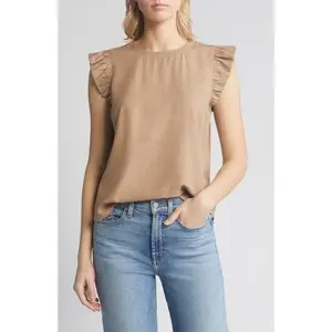 Wit & Wisdom Ruffle Sleeve Top - Peanut Butter
