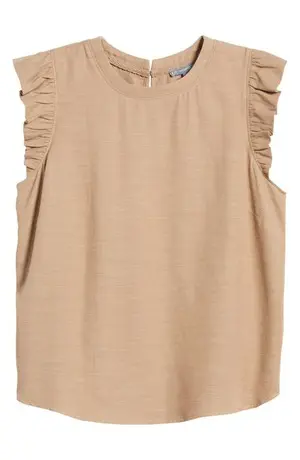 Wit & Wisdom Ruffle Sleeve Top - Peanut Butter