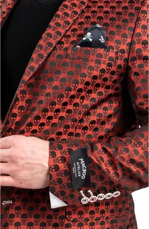 MACEOO Skull Printed Sport Coat - Orange