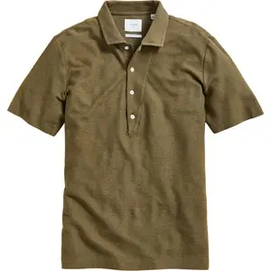 Billy Reid Hemp & Cotton Knit Polo - Olive