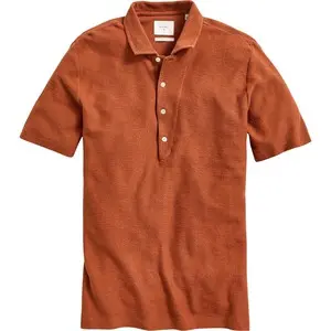 Billy Reid Hemp & Cotton Knit Polo Spice Brown